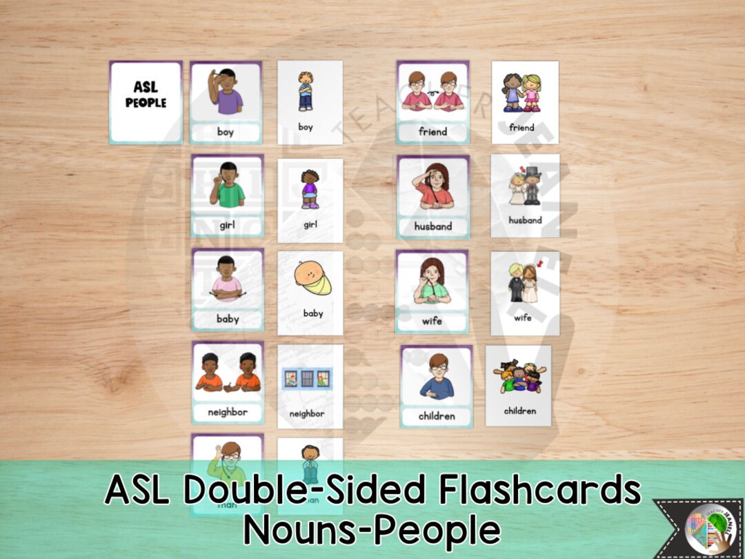ASL Nouns-people Flash Cards American Sign Language ASL - Etsy