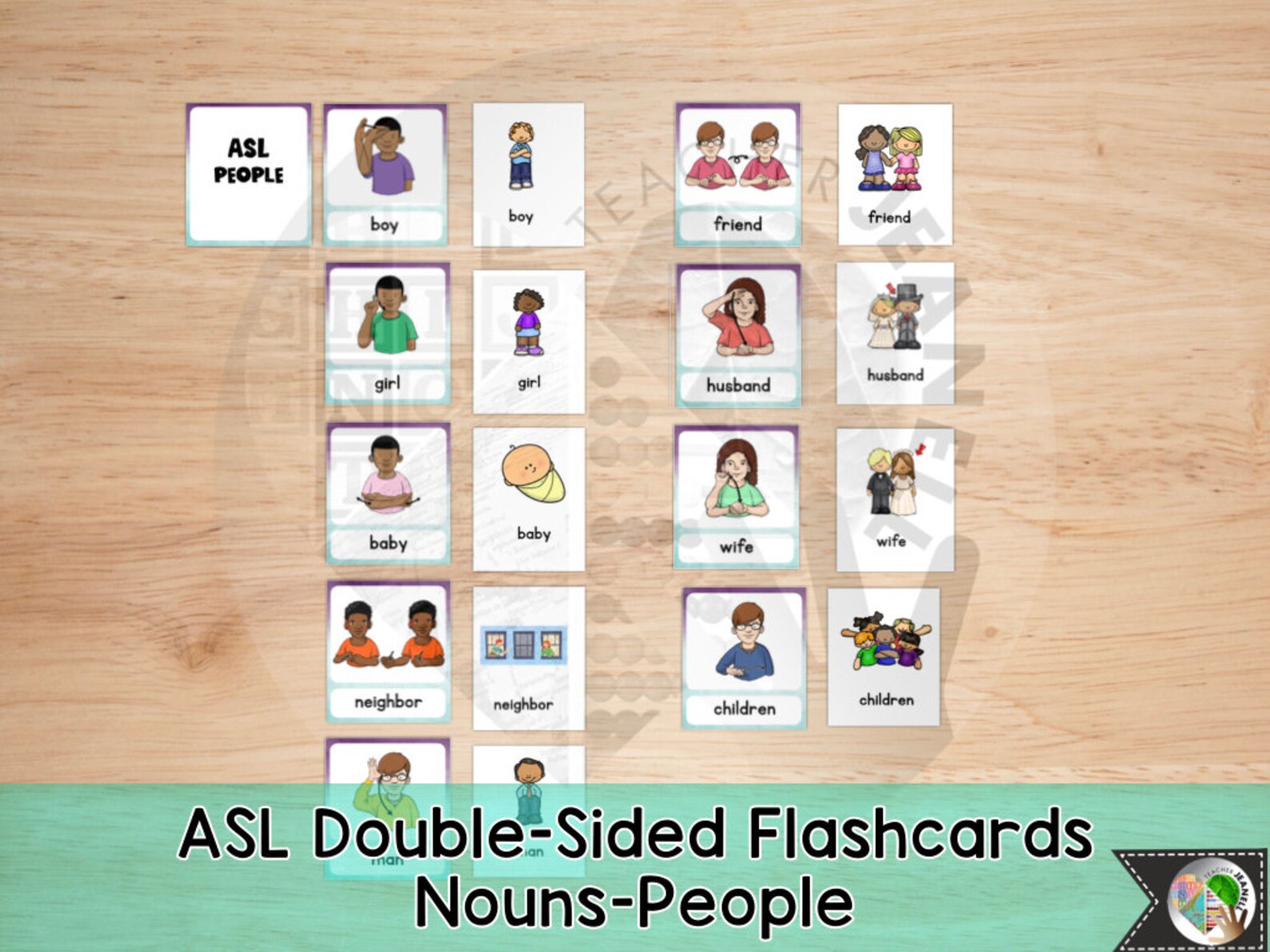 ASL Nouns-People Flash Cards American Sign Language ASL | Etsy