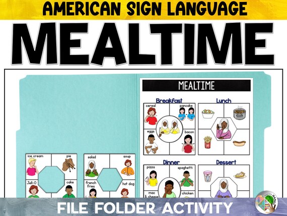 ASL Mealtime Matching Activity ASL Nouns File Folder - Etsy