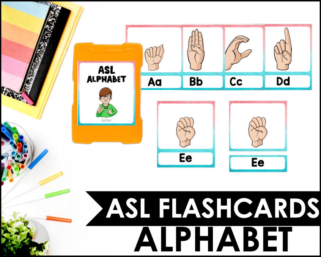 ASL Alphabet Flashcards ASL Printable American Sign - Etsy