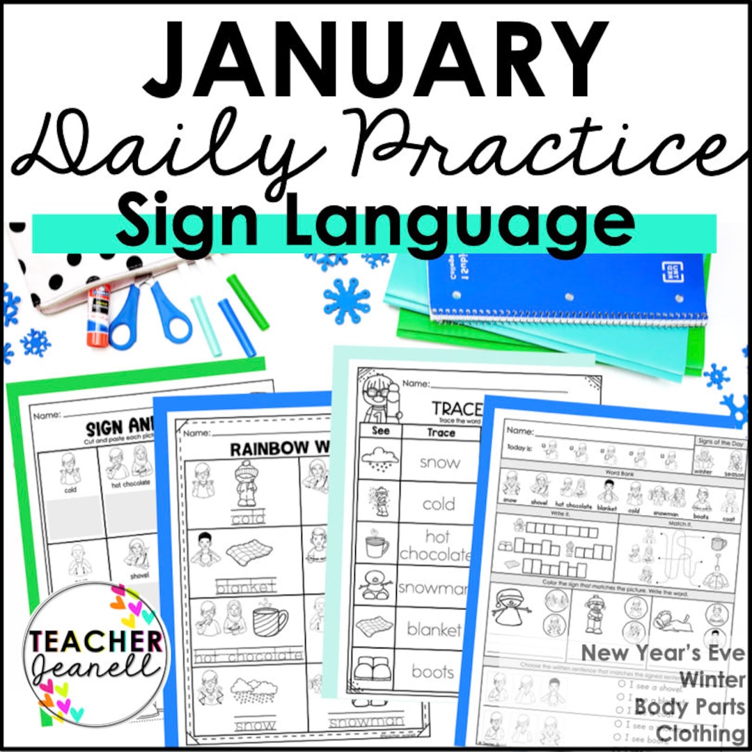 ASL Winter Worksheets, ASL January Morning Work, ASL New Years, Sign ...