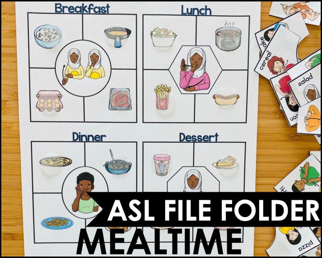 ASL Mealtime Matching Activity ASL Nouns File Folder - Etsy