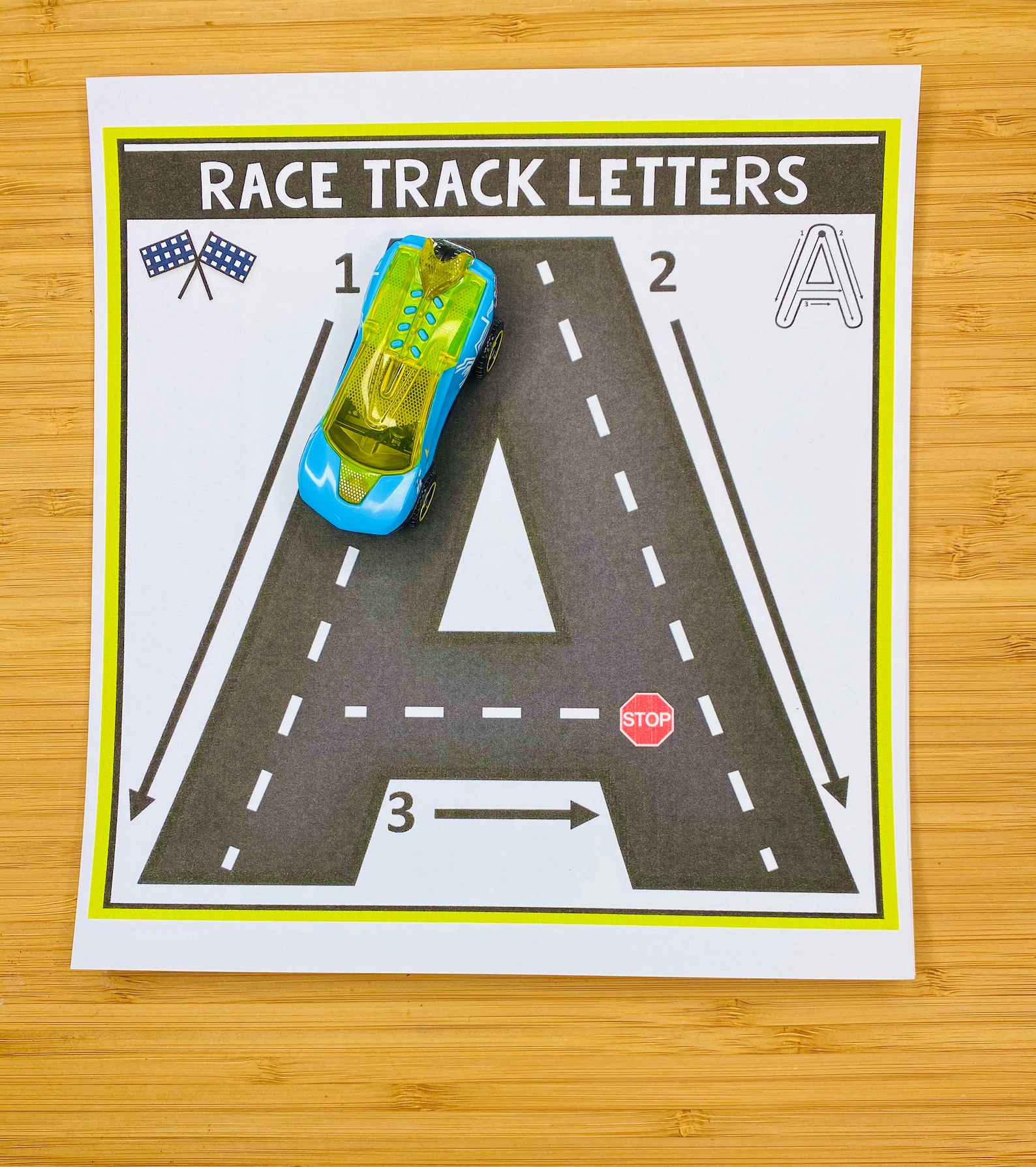 Alphabet Cards Race Track Uppercase Letters Letter | Etsy