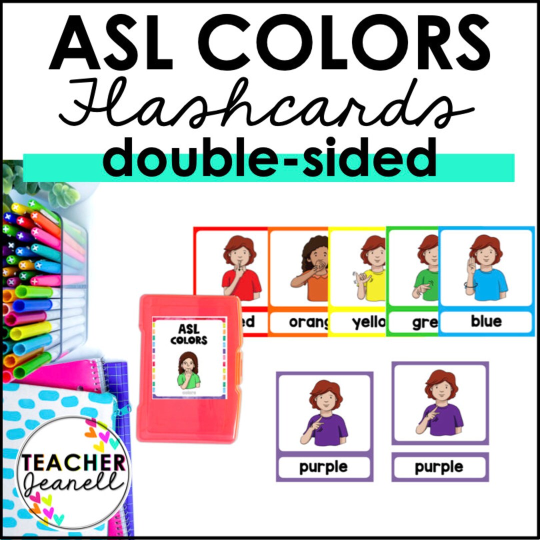 ASL Flashcards Color Words ASL Printable American Sign - Etsy Australia