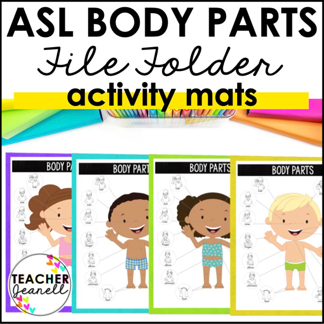 ASL Body Parts Matching Activity, ASL File Folder Activity, Preschool ...