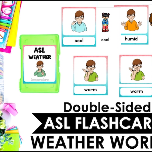 ASL Weather Words Flash Cards American Sign Language ASL - Etsy