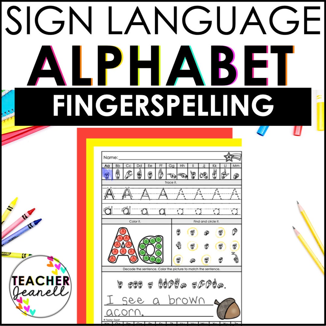 American Sign Language Printable, Fingerspelling Practice for Beginners ...