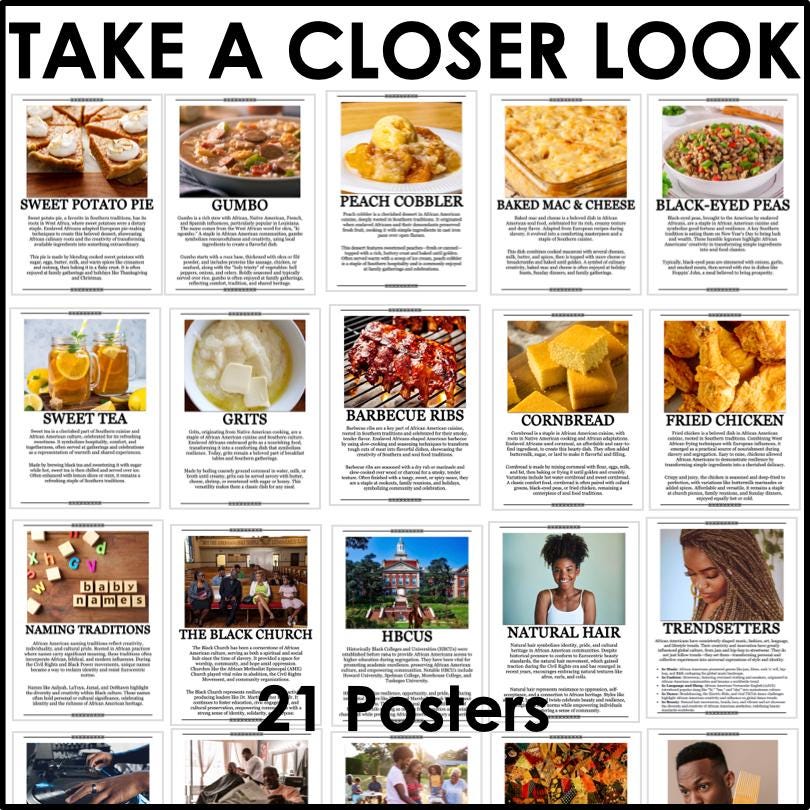 Black History Food & Culture Posters | Black History Month Bulletin ...