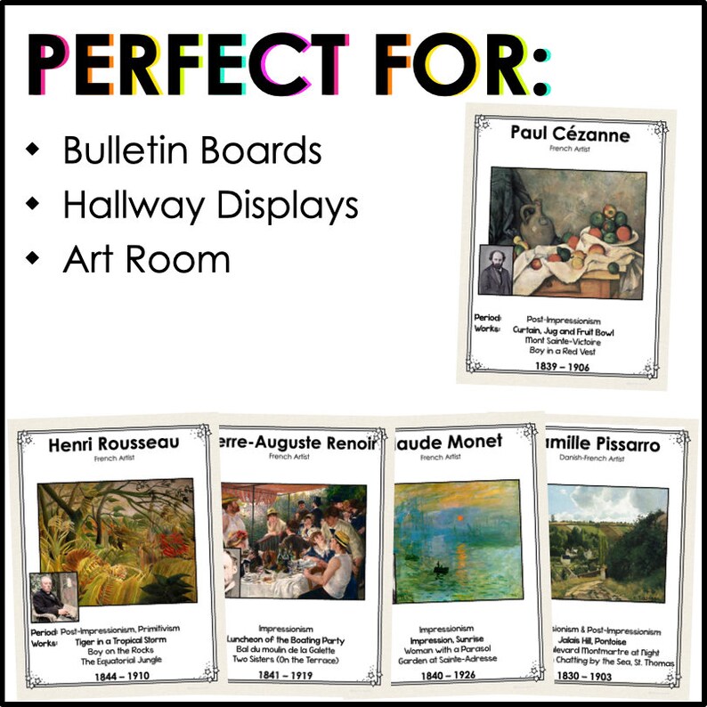 Famous Artists Posters | Art History Classroom Decor | Artist Biography ...