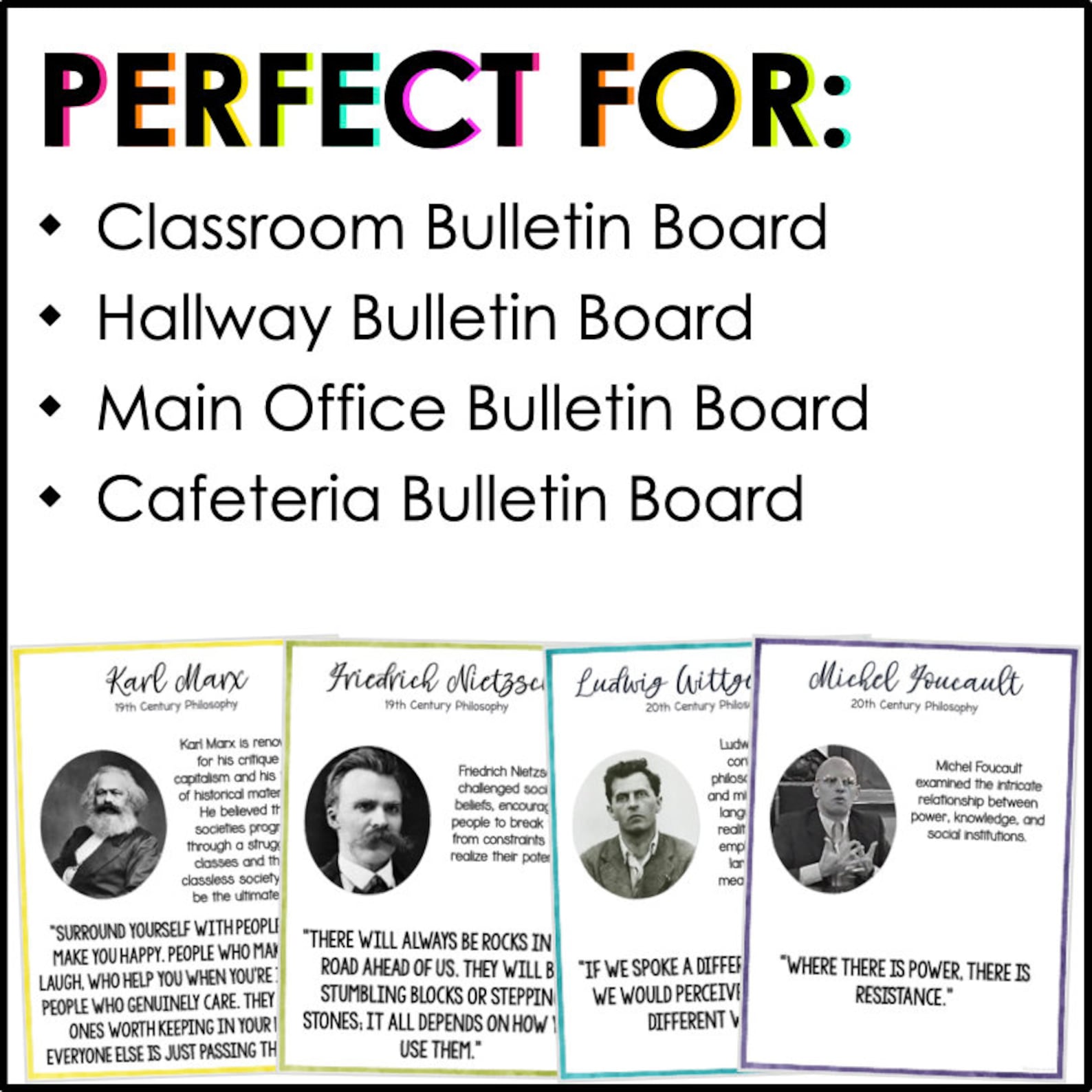 Famous Philosophers Bulletin Board Poster Set, Philosophy Posters ...