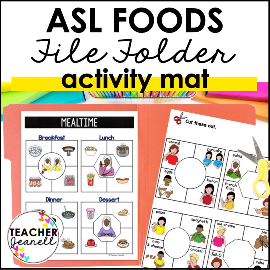 ASL Mealtime Matching Activity, ASL Nouns File Folder Activity, Busy ...