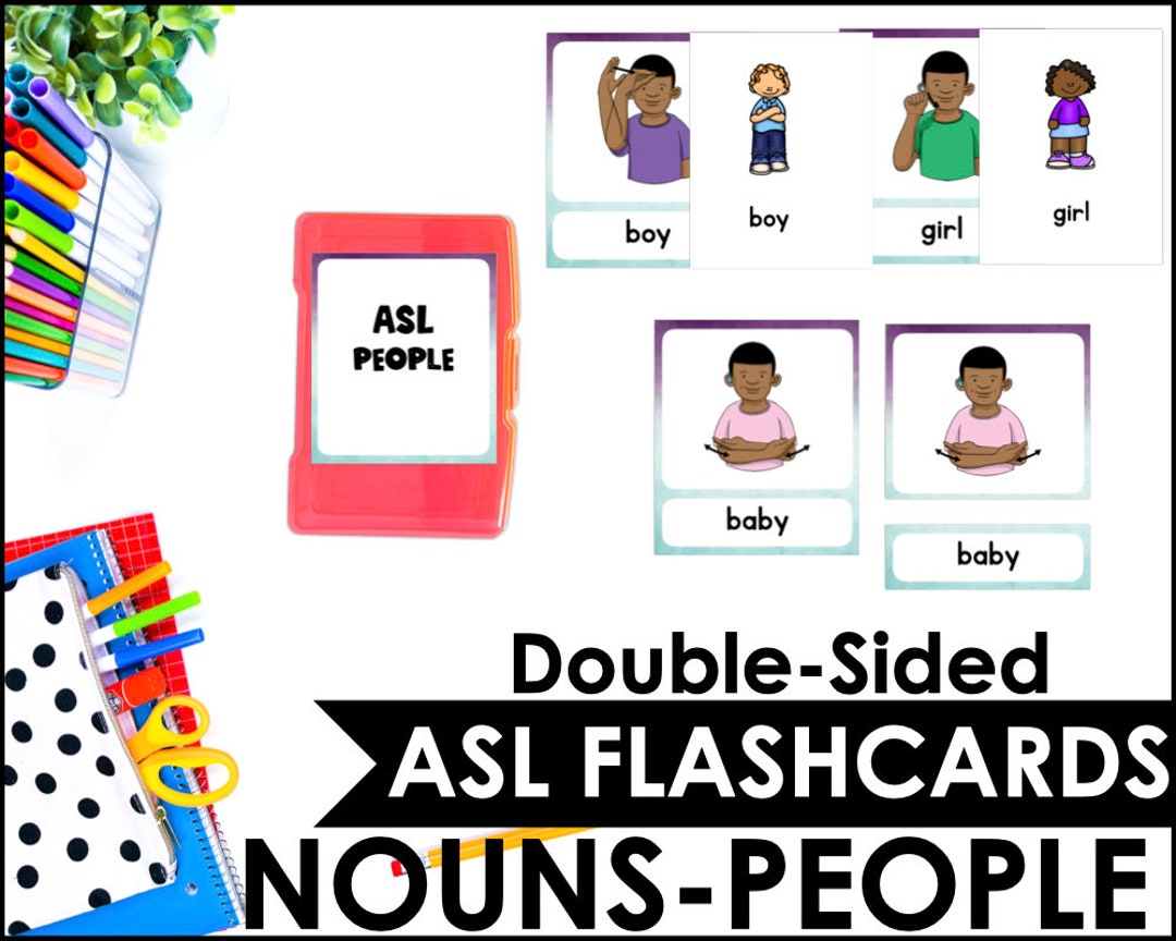 ASL Nouns-people Flash Cards American Sign Language ASL - Etsy