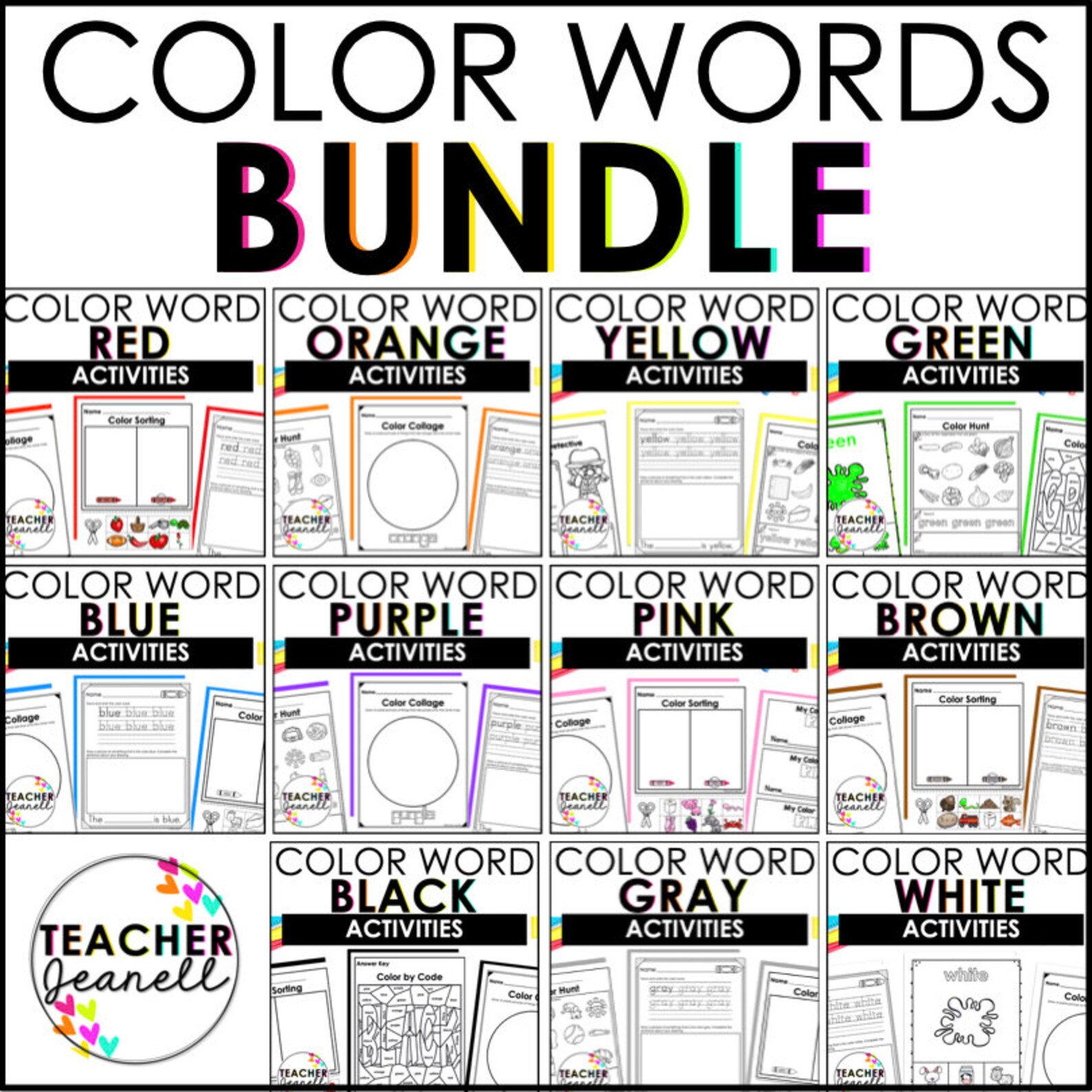 Color Words Worksheets, Learning Color Words, Preschool Learning Binder ...