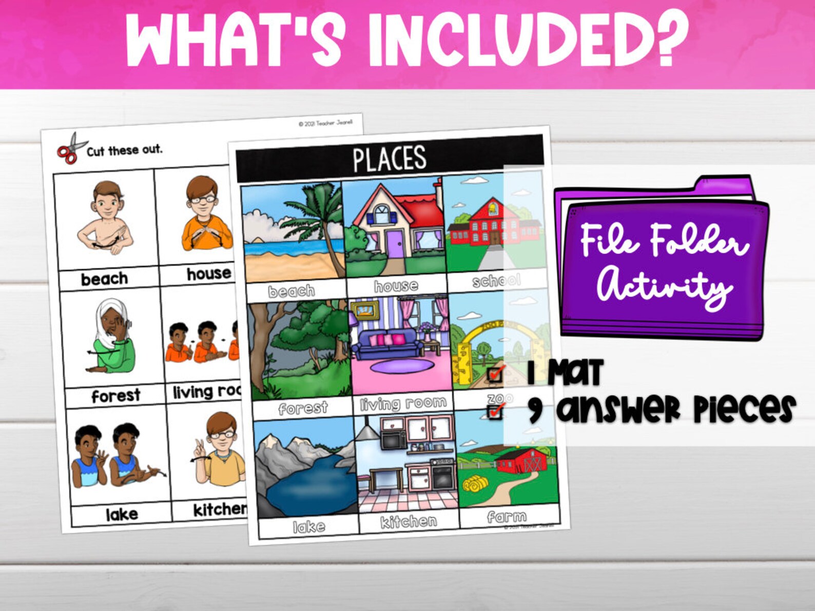 ASL Places Matching Activity ASL Nouns File Folder Activity - Etsy