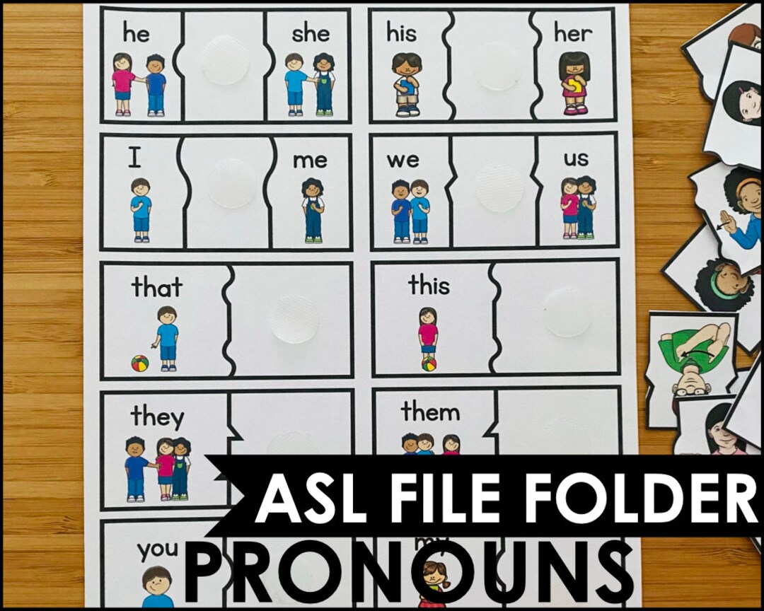ASL Pronouns Matching Activity, ASL File Folder Activity, Busy Book ...