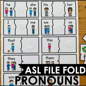 ASL Pronouns Matching Activity, ASL File Folder Activity, Busy Book ...