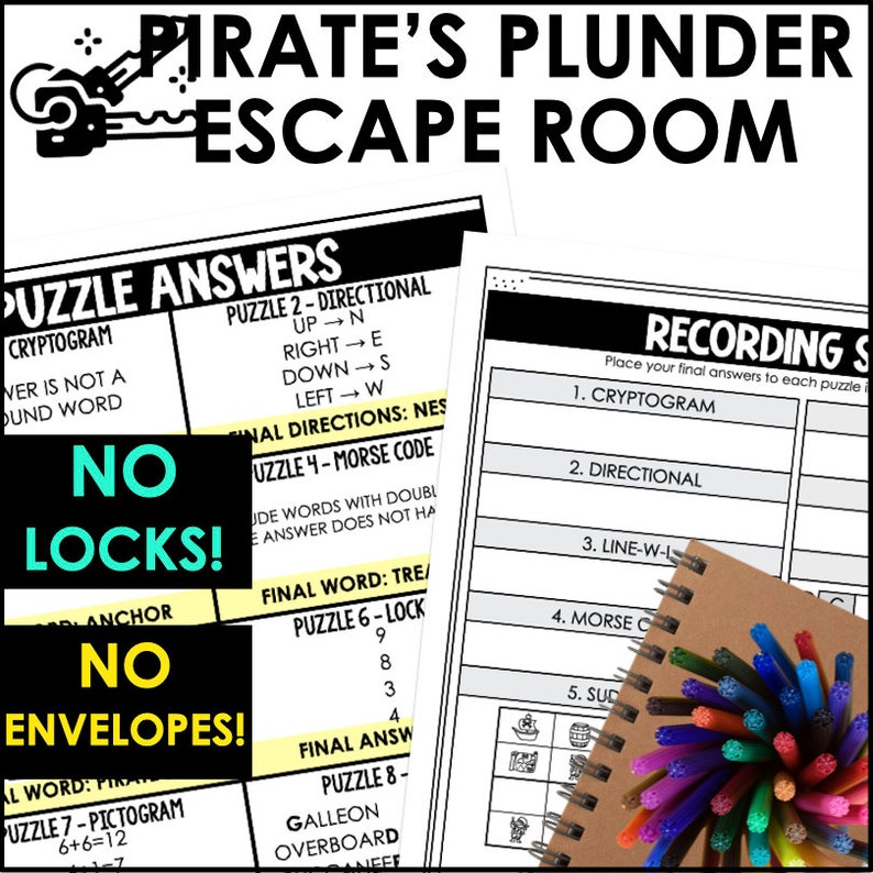 Pirate Escape Room Game | Printable Puzzle Adventure for Kids | Pirate ...