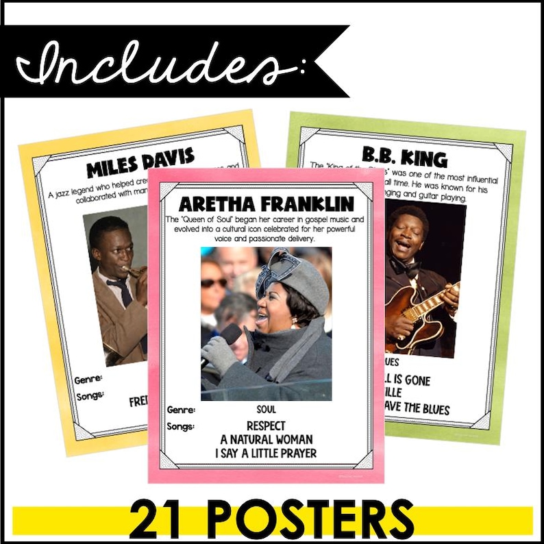 Famous Black Musicians Posters | Black History Month Bulletin Board ...