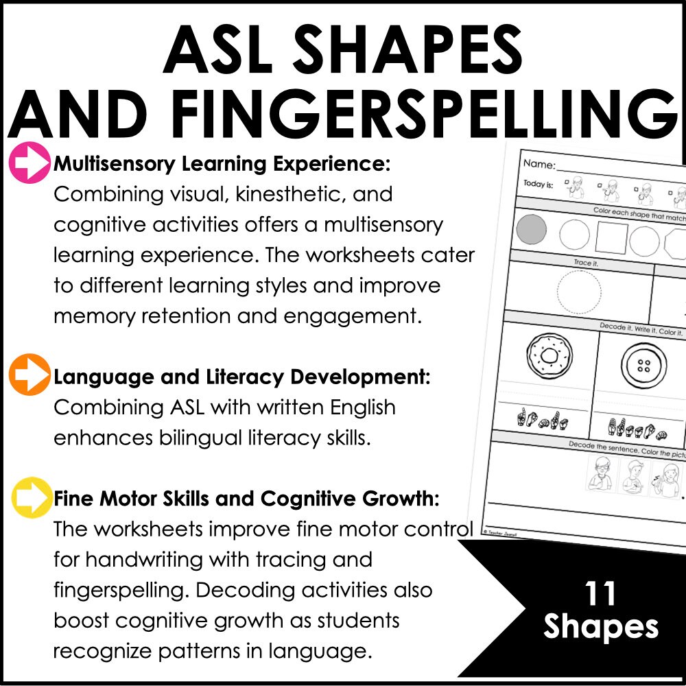 ASL Shapes and Fingerspelling Shape Recognition Worksheets - Etsy