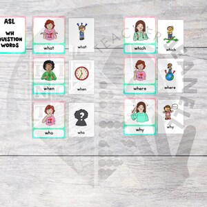 ASL Flashcards Question Words, Sign Language Wh Words Flash Cards - Etsy