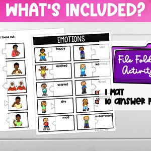 ASL Feelings and Emotions Matching Activity, ASL Emotions File Folder ...