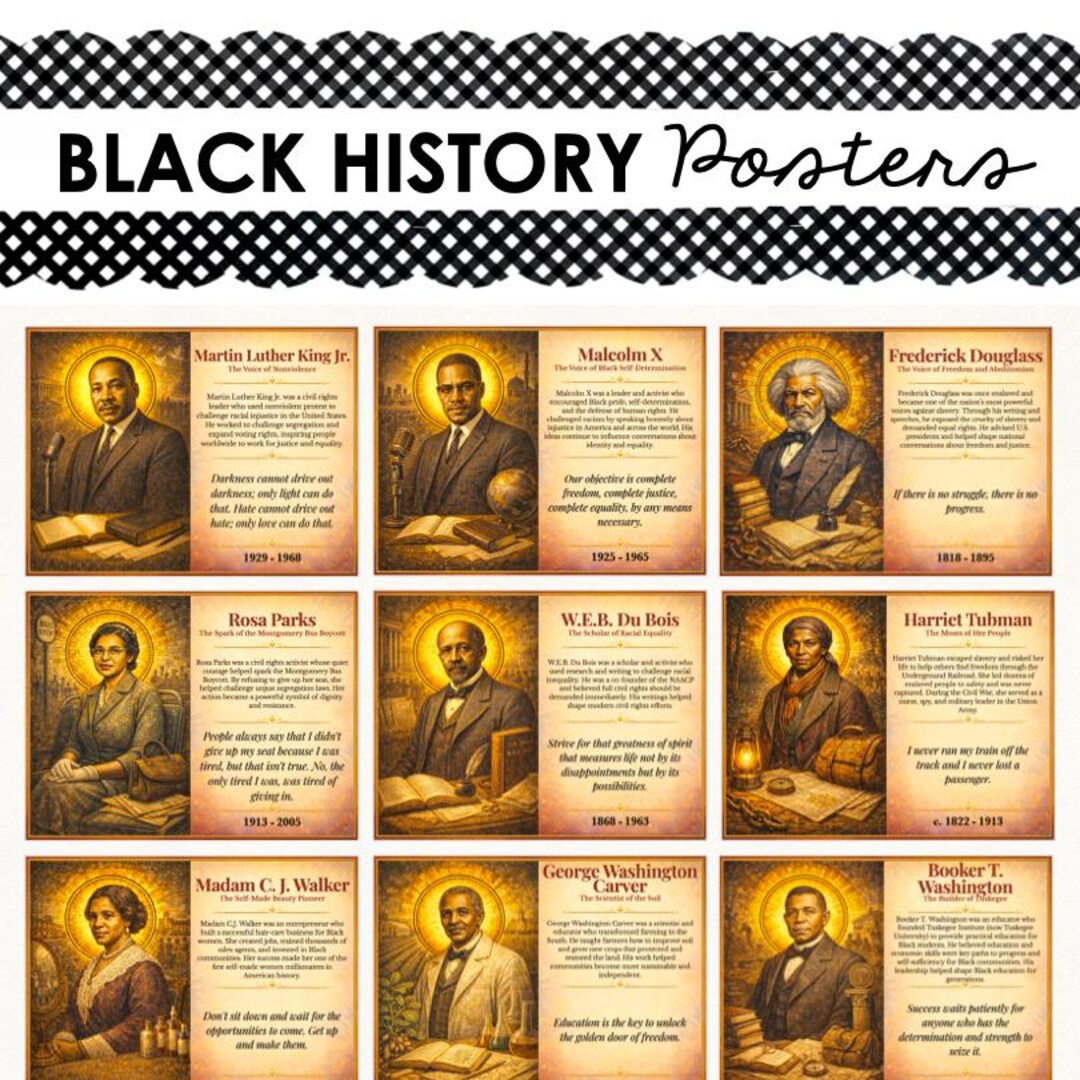 Black History Month Posters, Civil Rights Classroom Decor, Printable ...