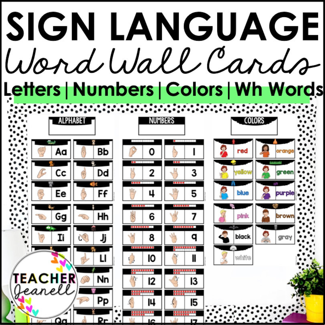 ASL Word Wall Cards: Alphabet, Numbers, Colors (digital Download) - Etsy