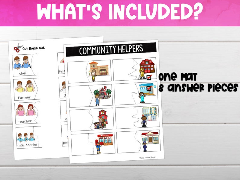 ASL Community Helpers Matching Game: File Folder Activity (digital ...