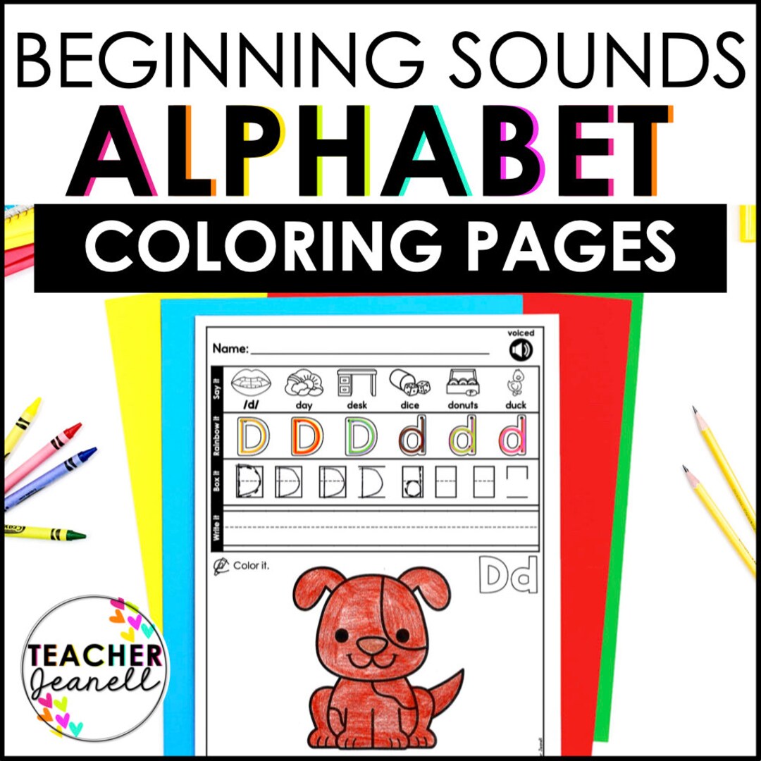 Beginning Sounds Coloring Pages, A–Z Alphabet Tracing, Writing ...