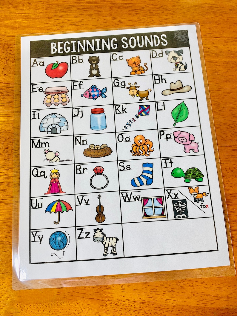 Alphabet Chart Beginning Sounds Chart and Matching Game - Etsy UK