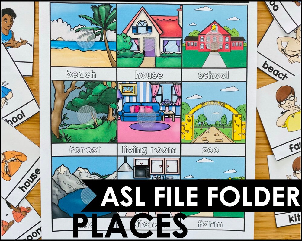 ASL Places Learning Mat: Nouns File Folder Activity (PDF Download) - Etsy