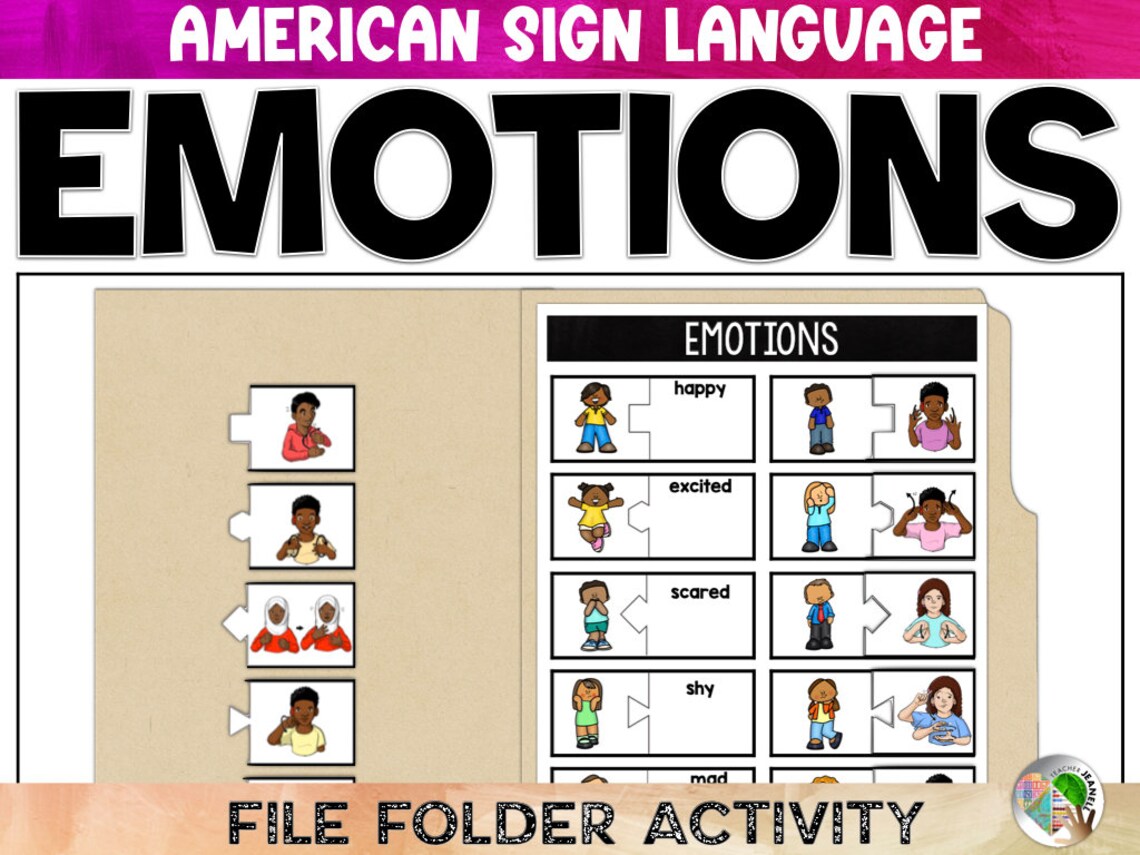 ASL Feelings and Emotions Matching Activity ASL Emotions File - Etsy
