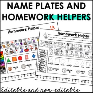 Student Desk Name Tags Editable, Student Name Plates, Homework Helper ...