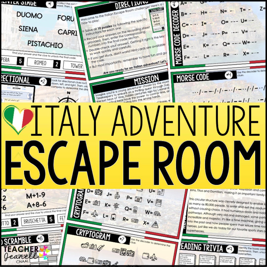 Printable Italian Escape Room Game | Explore Italy's Landmarks and ...