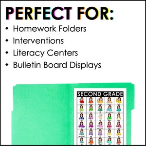 ASL Second Grade Sight Words Chart, American Sign Language Educational ...