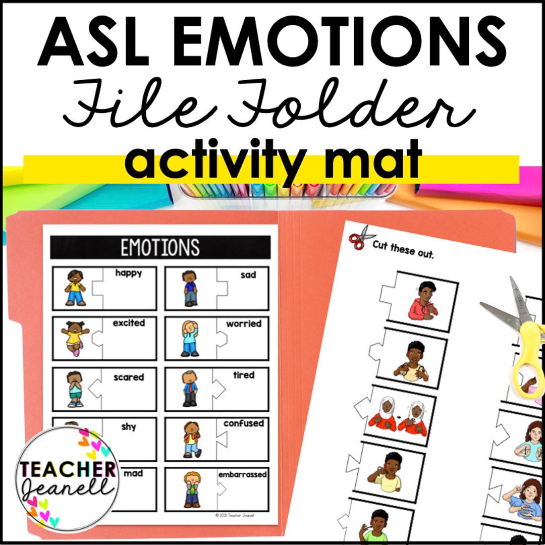 ASL Feelings and Emotions Matching Activity, ASL Emotions File Folder ...
