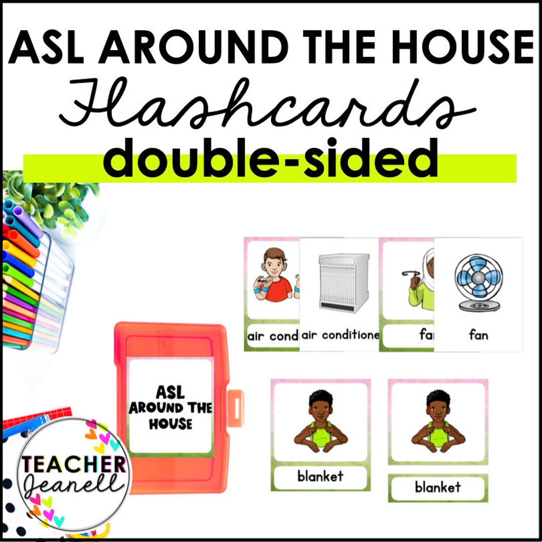 ASL Nouns-things Flash Cards, American Sign Language, ASL Flashcards ...