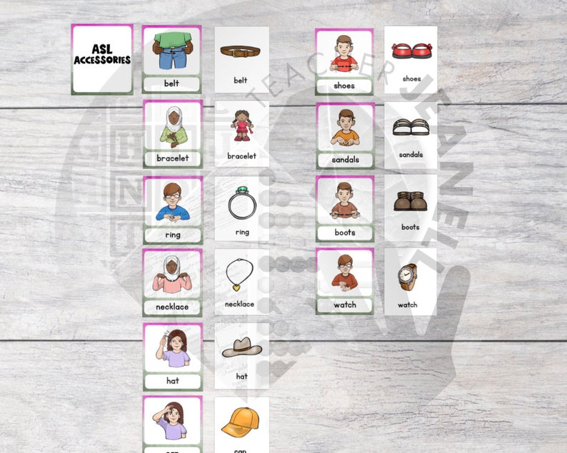 ASL Clothing Flashcards | Sign Language Clothing and Accessories ...