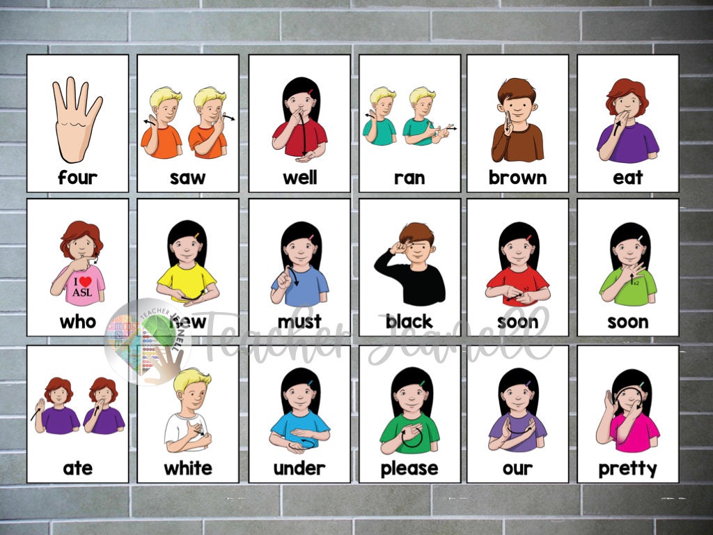 ASL Primer Sight Word Mini Posters ASL Printable American | Etsy