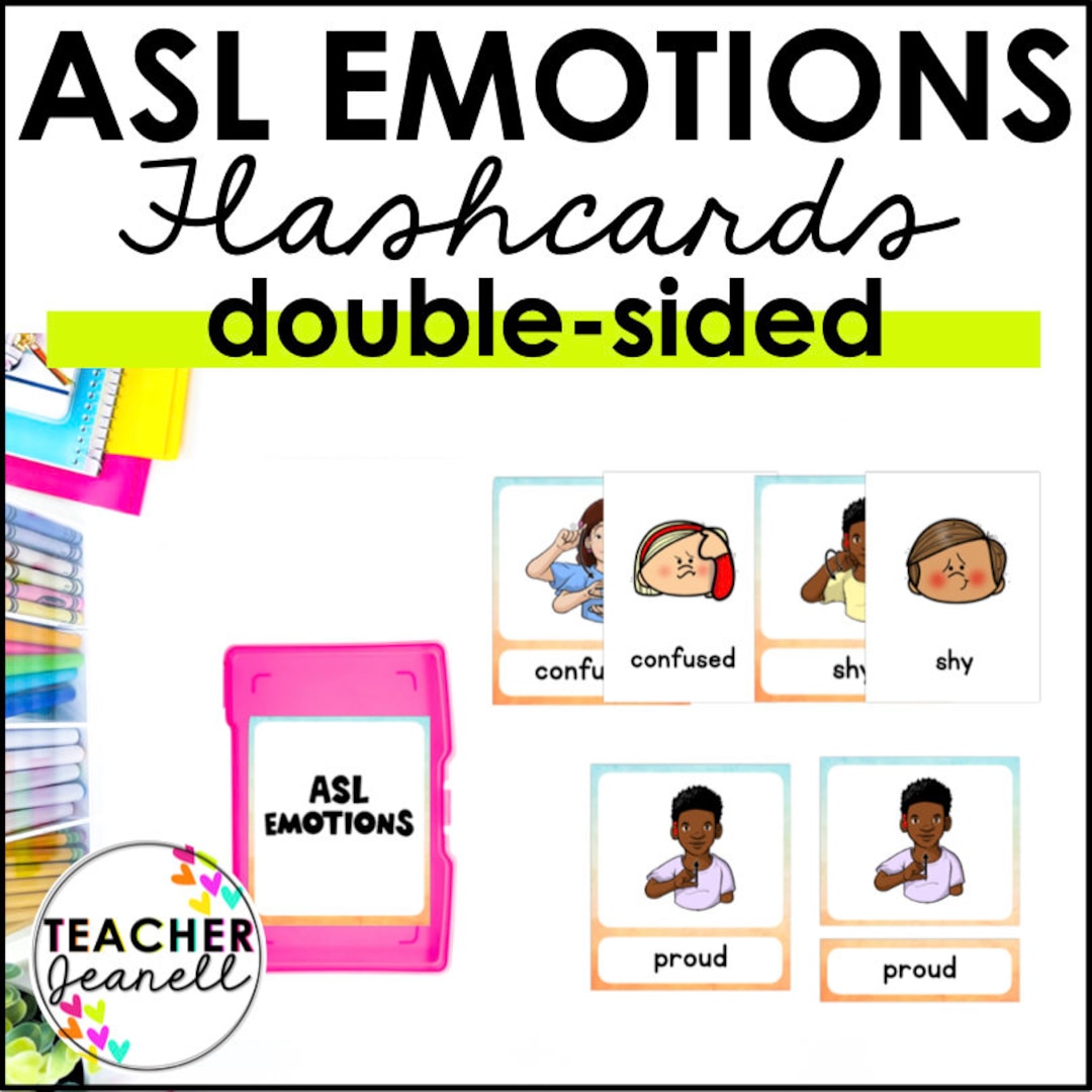 ASL Flashcards, ASL Emotions, ASL Feelings, Sign Language Flash Cards ...