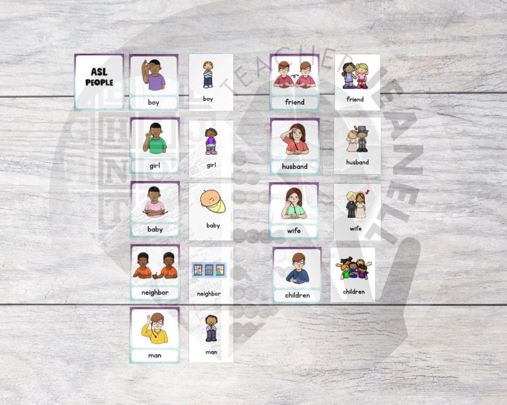 ASL Nouns-people Flash Cards American Sign Language ASL - Etsy