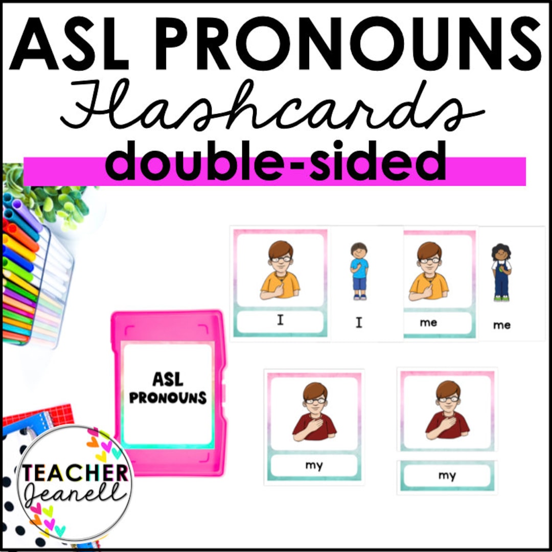 ASL Pronouns Flashcards, Sign Language Flashcards for Kids - Etsy