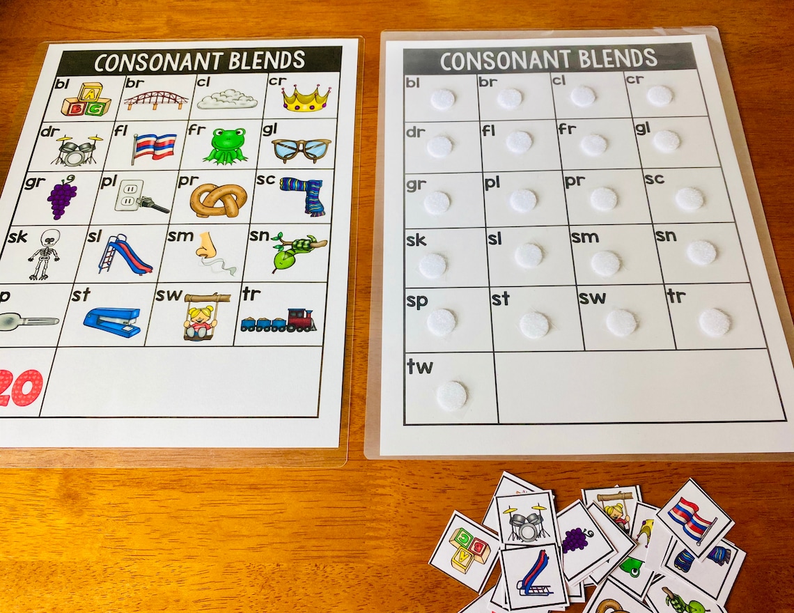 Consonant Blends Chart and Matching Game Phonics Printable | Etsy
