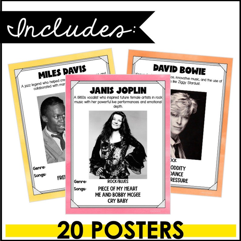 20th Century Famous Musicians Bulletin Board Display Famous Musicians ...