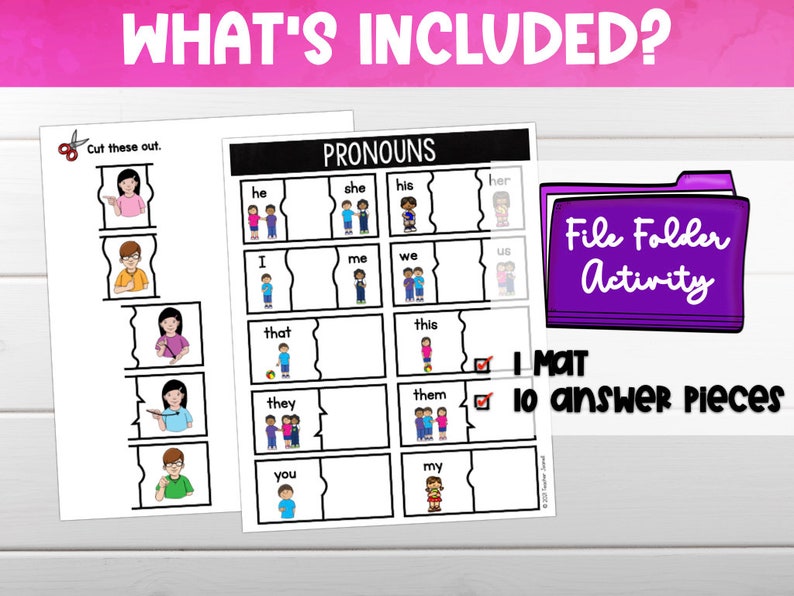 ASL Pronouns Matching Activity ASL File Folder Activity Busy - Etsy