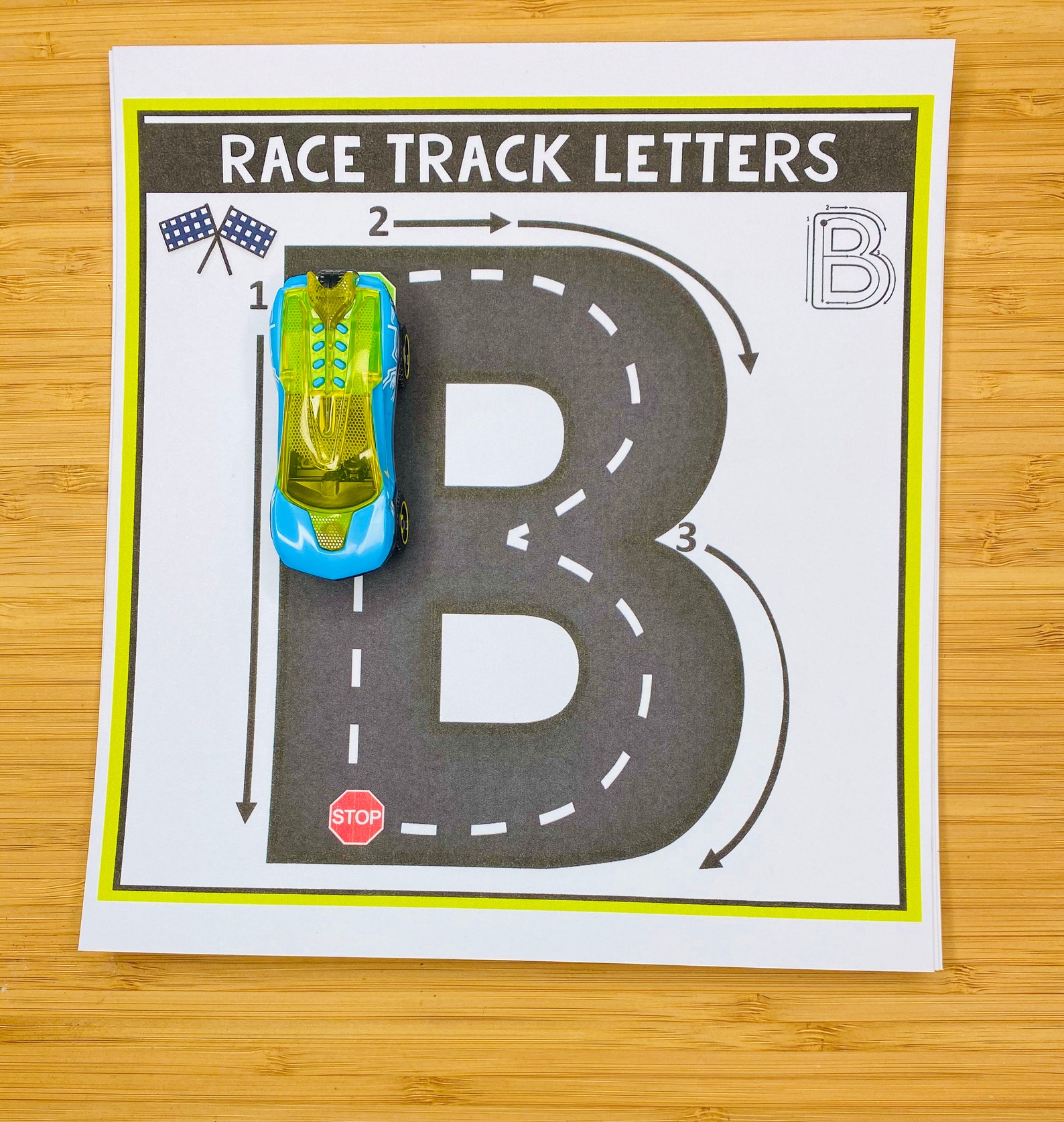 Alphabet Cards Race Track Uppercase Letters Letter | Etsy