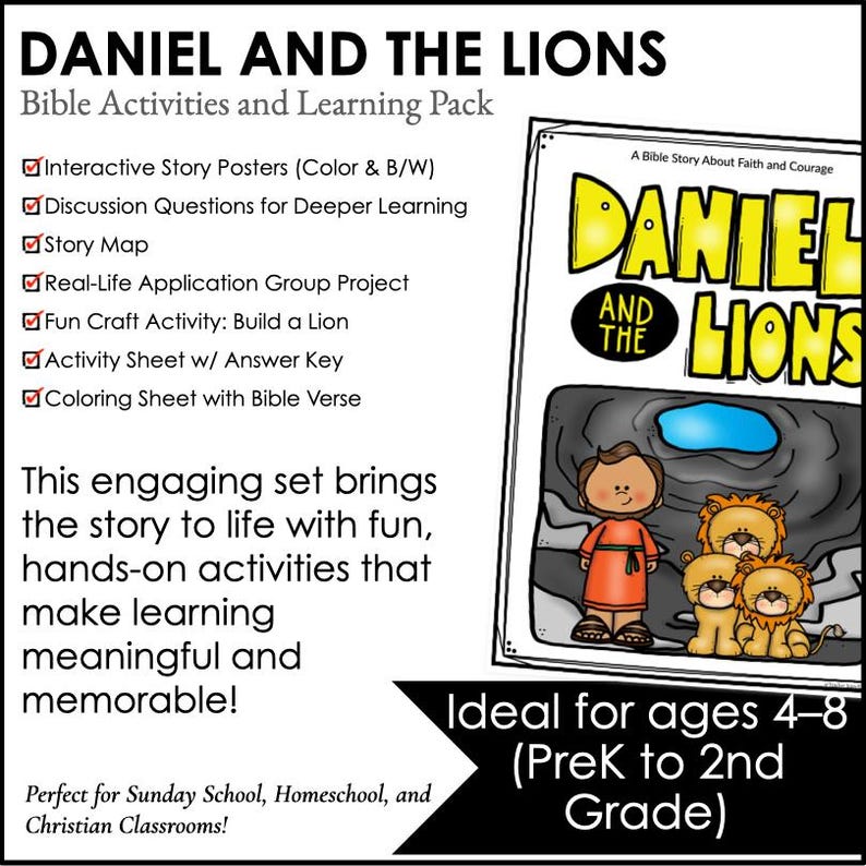 Daniel and the Lions Den Activity Set | Bible Story Lessons for Kids ...
