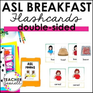 ASL Food Flashcards | Breakfast Lunch Dinner Signs | Printable ASL ...