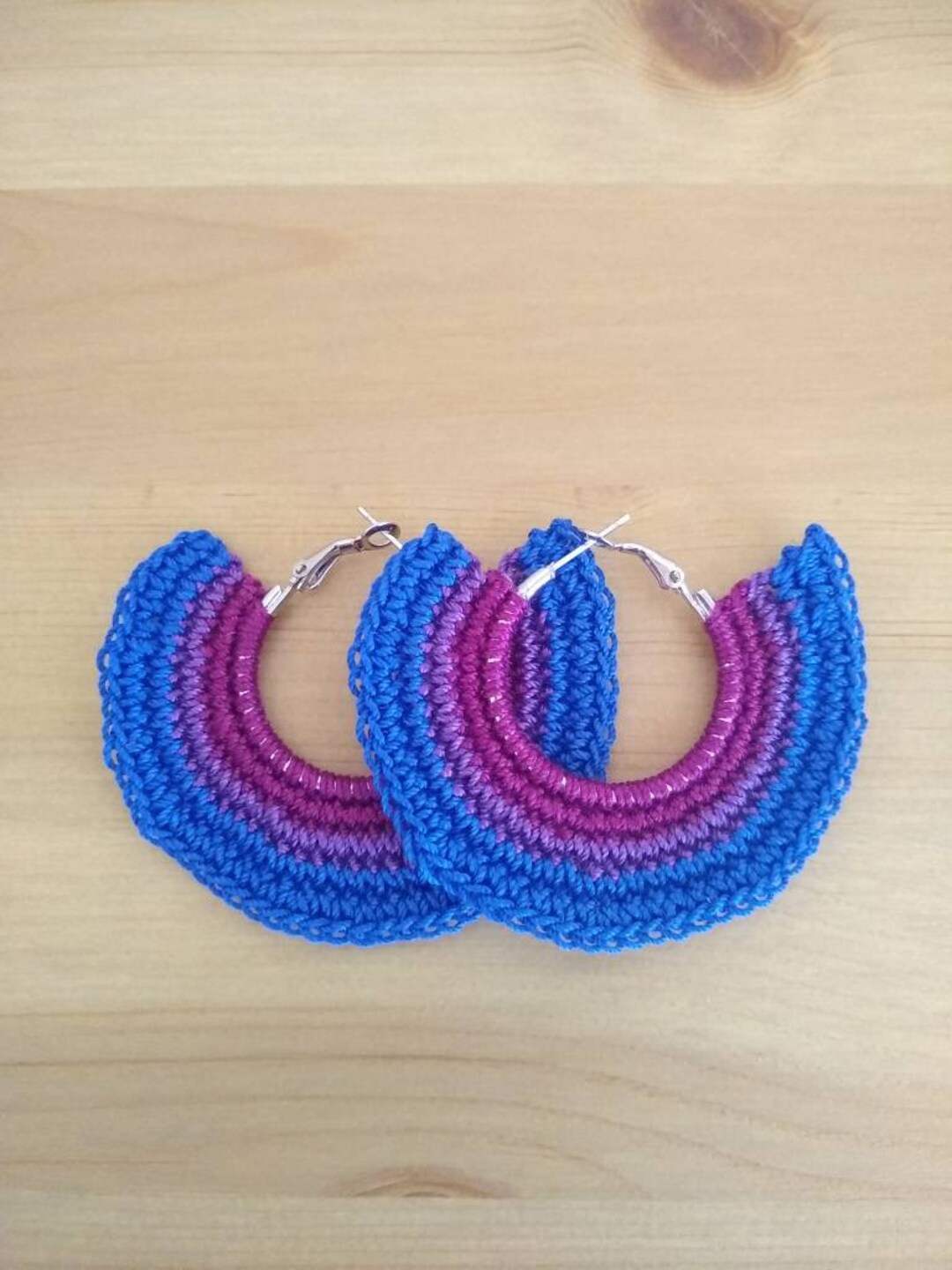 Bisexual Pride Hoops Crochet Pride Hoops Handmade Crochet - Etsy
