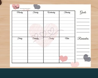 Digital Download Weekly Productivity Planner Printable 1 Week | Etsy